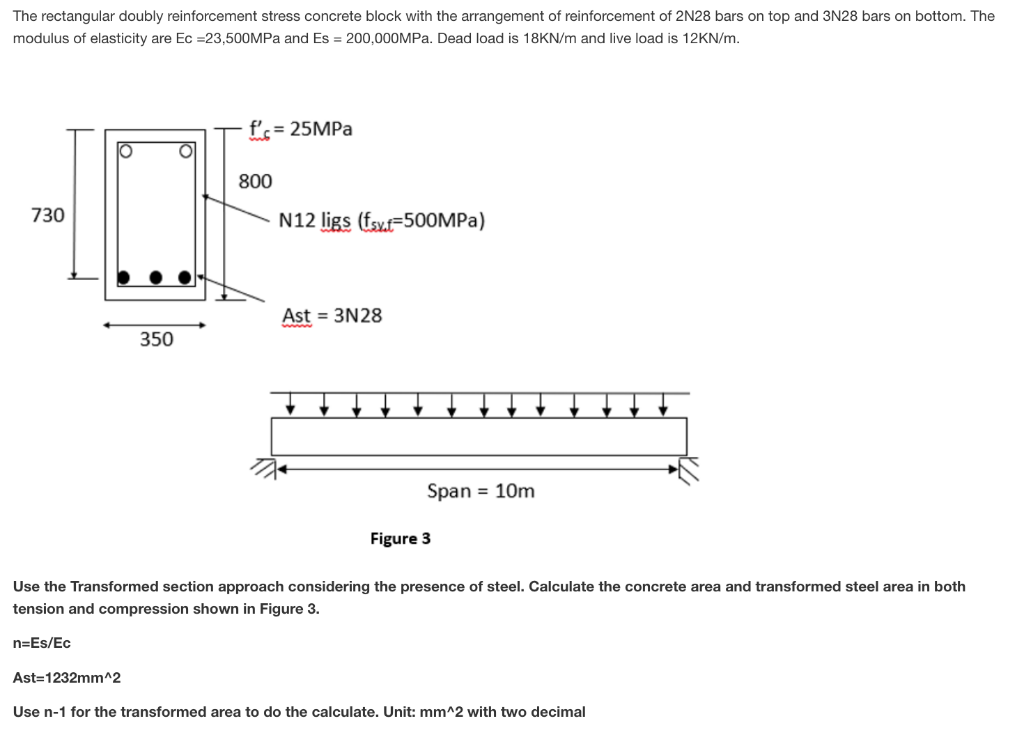 Solved The rectangular doubly reinforcement stress concrete | Chegg.com
