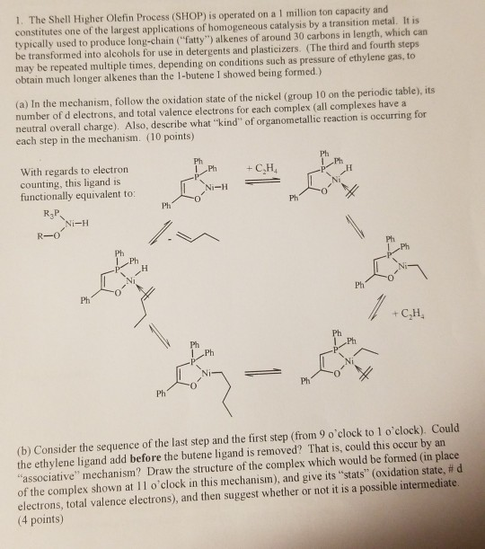 1 The Shell Higher Olefin Process (SHOP) is operated | Chegg.com