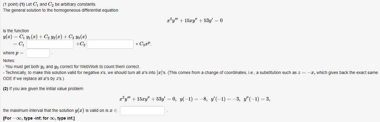 Solved (1 point) (1) Let C and C, be arbitrary constants. | Chegg.com