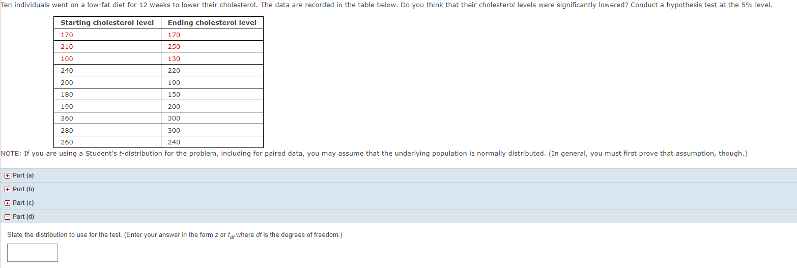 Solved Part (b) Part (c) Part (d) State the distribution to | Chegg.com