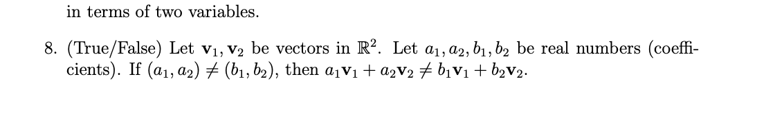 Solved Could this actually be FALSE on the case of V1 = V2 = | Chegg.com