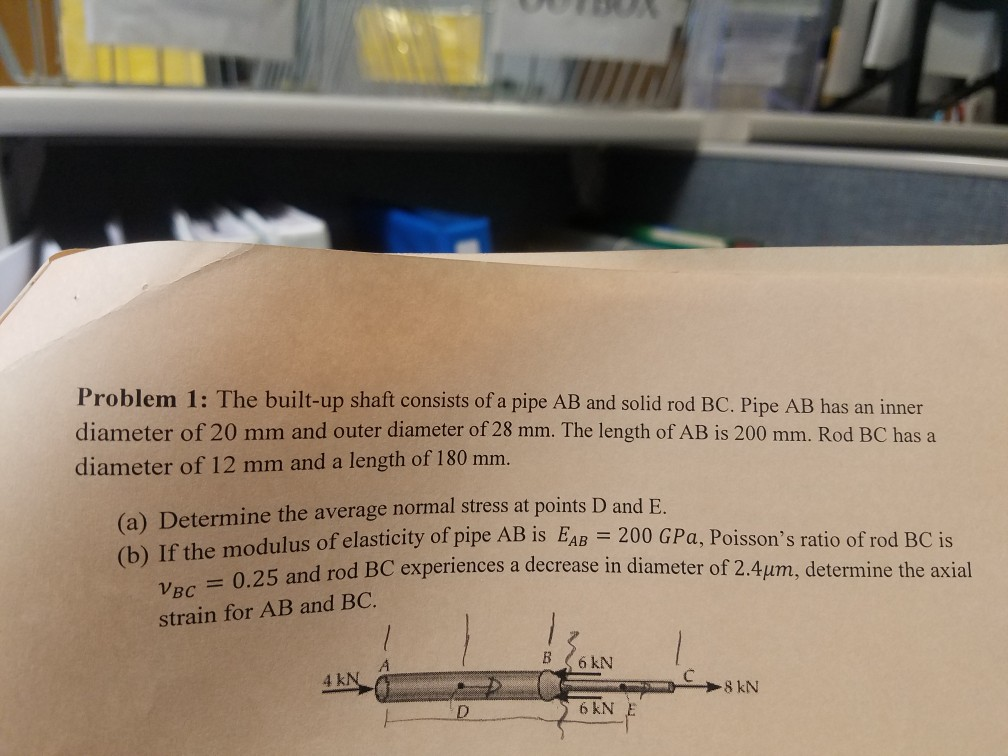 Solved Problem 1: The built-up shaft consists of a pipe AB | Chegg.com