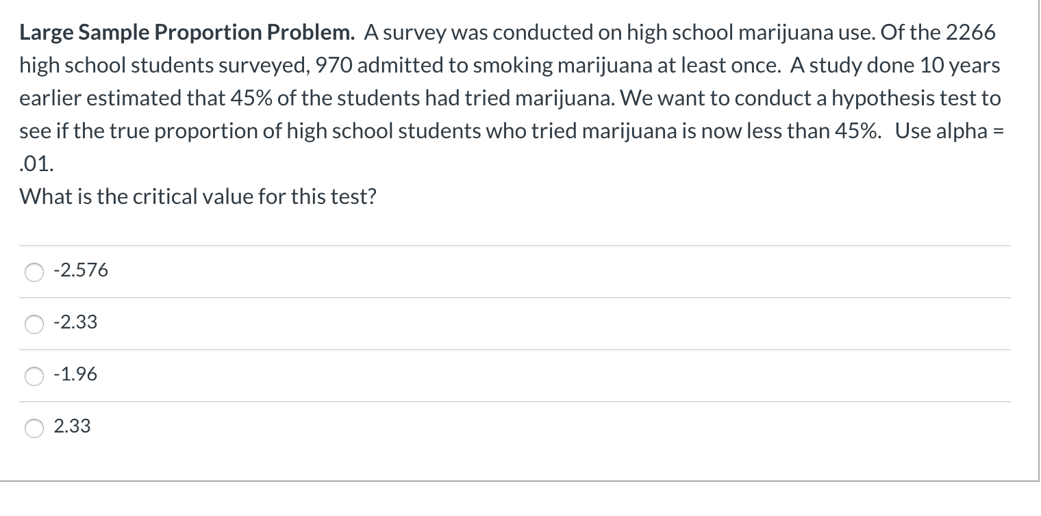 Solved Large Sample Proportion Problem. A survey was | Chegg.com