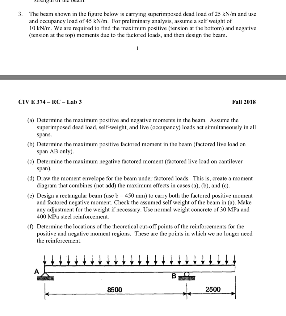 Solved 3. The beam shown in the figure below is carrying | Chegg.com