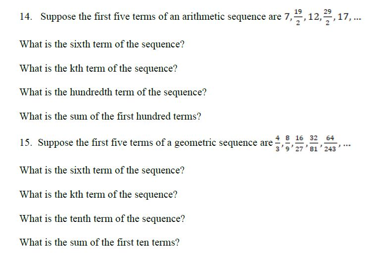 Solved 14. Suppose the first five terms of an arithmetic | Chegg.com