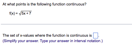 Solved At what points is the following function continuous? | Chegg.com