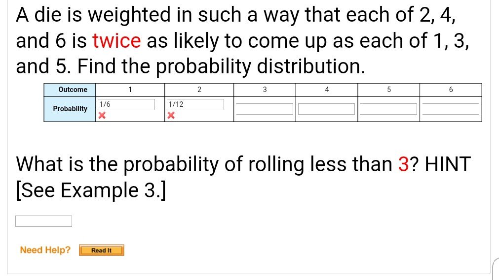 Solved A die is weighted in such a way that each of 2, 4, | Chegg.com