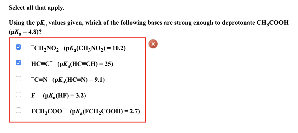 Solved Select all that apply. Using the pKa values given, | Chegg.com
