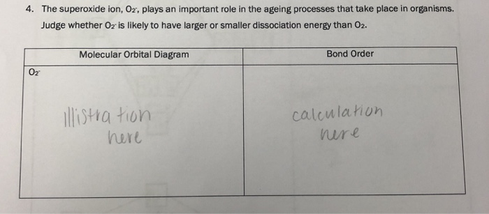 Solved The superoxide ion, O2, plays an important role in | Chegg.com
