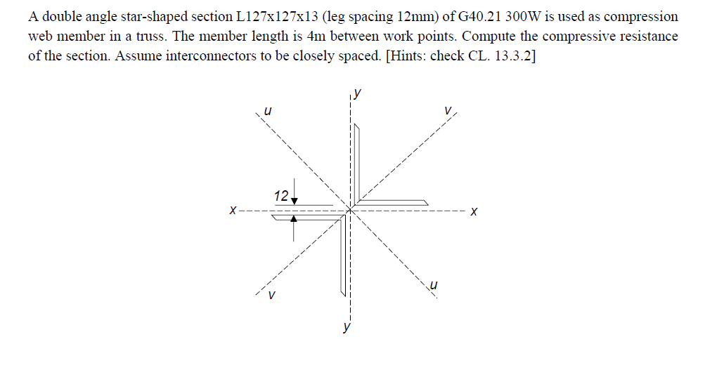 Solved A double angle star-shaped section L127x127x13 (leg | Chegg.com