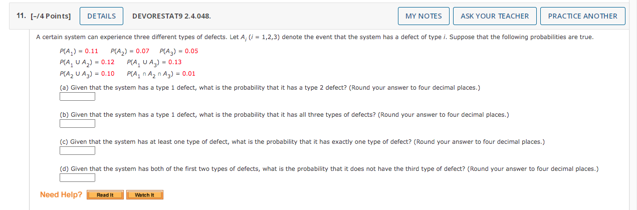 Solved A certain system can experience three different types | Chegg.com
