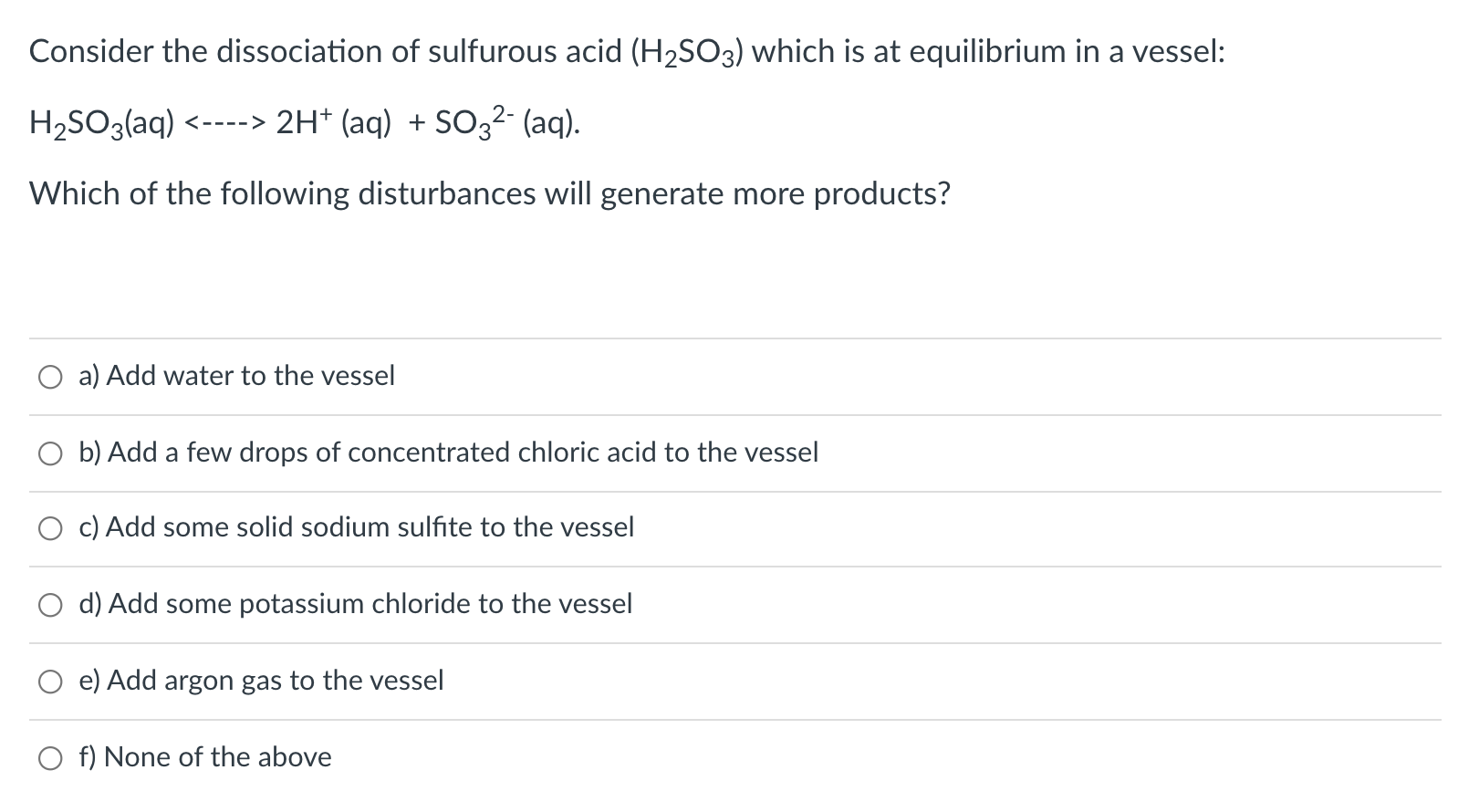 Solved Consider the dissociation of sulfurous acid (H2SO3) | Chegg.com