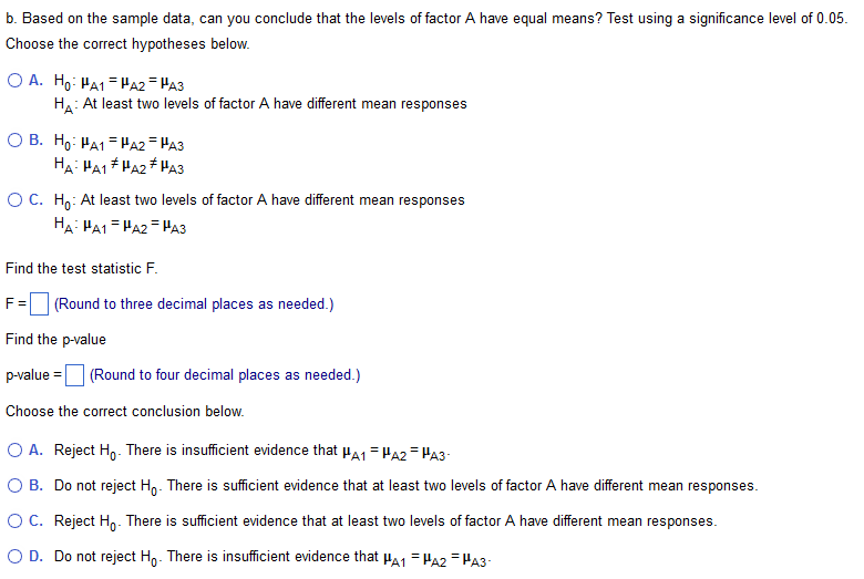 Solved Consider the following data for a two-factor | Chegg.com