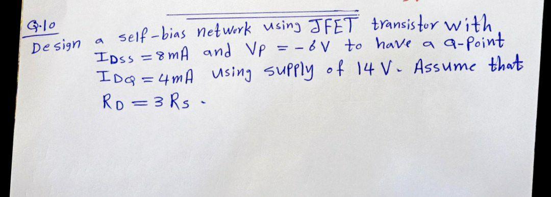 Solved Golo Design a self-bias net work using JFET | Chegg.com