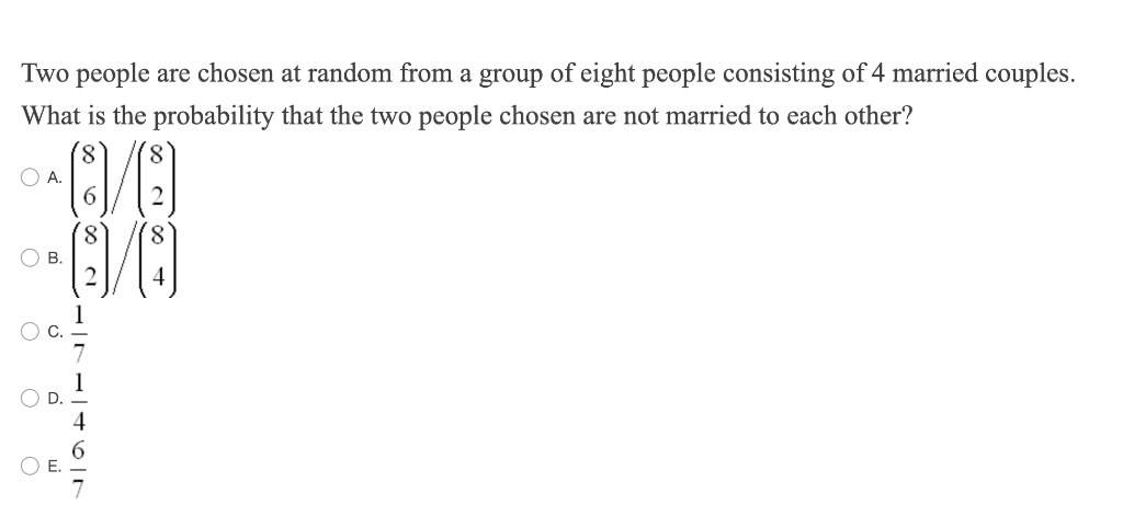 Solved Two people are chosen at random from a group of eight | Chegg.com