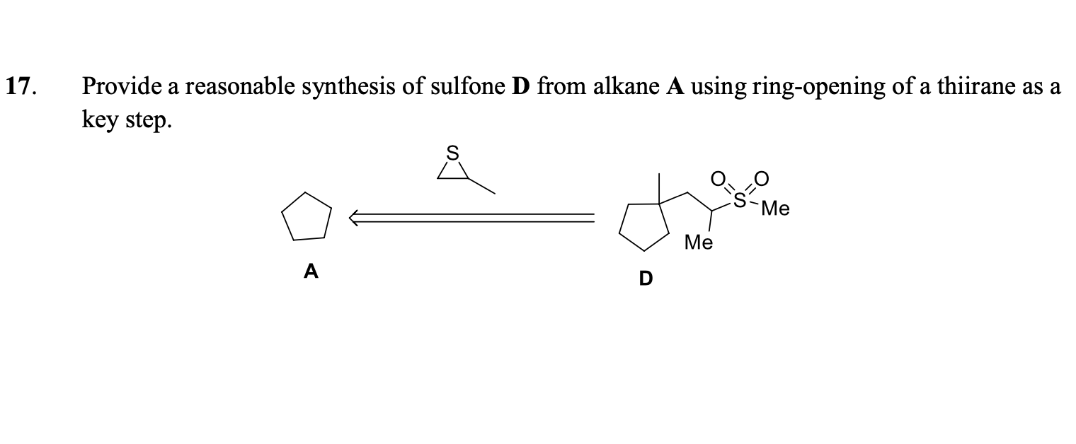 Solved Provide a reasonable synthesis of sulfone D from | Chegg.com