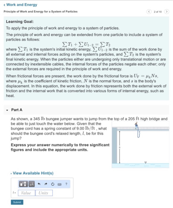 Solved Work and Energy Principle of Work and Energy for a | Chegg.com