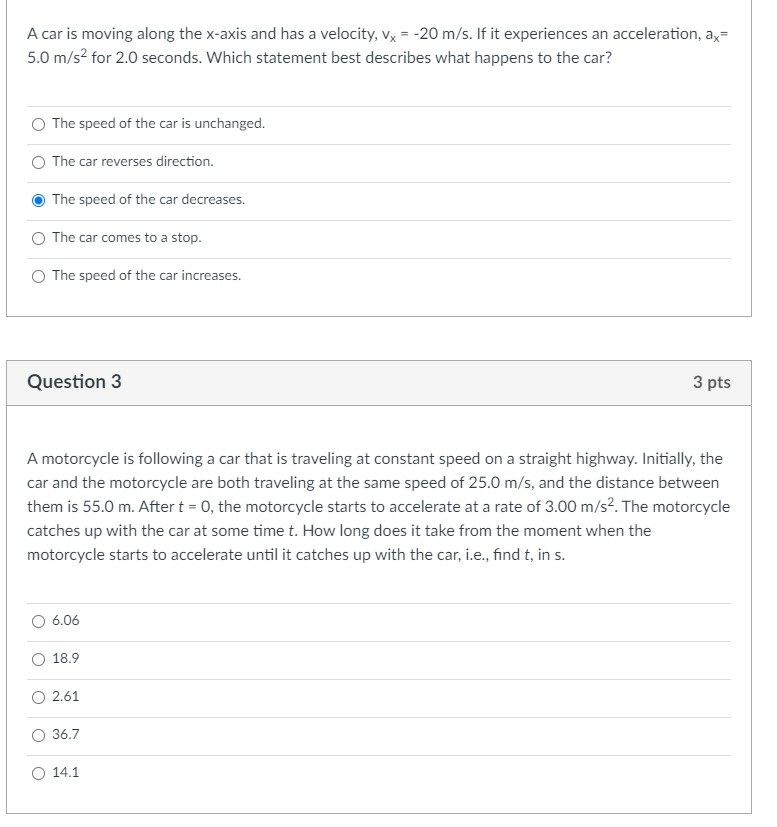 Solved A car is moving along the x-axis and has a velocity, | Chegg.com