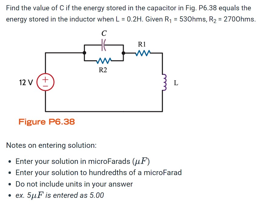 Solved Find the value of C if the energy stored in the | Chegg.com