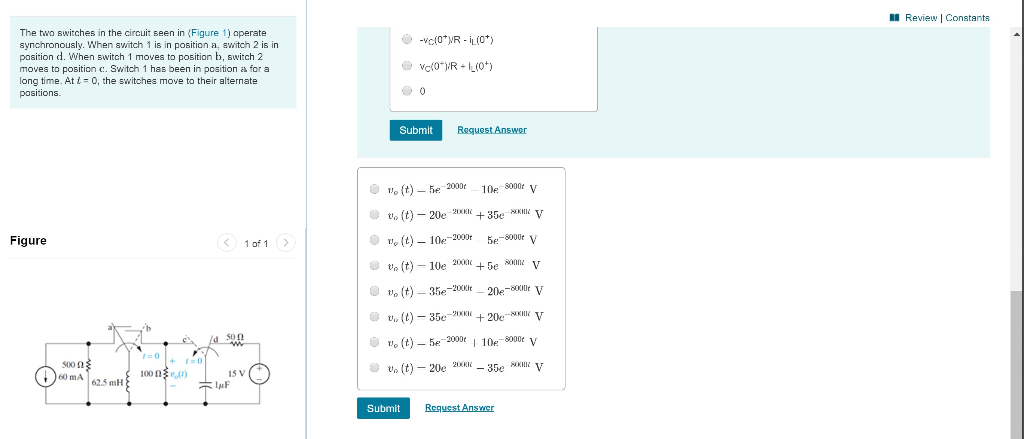 Solved A Review Constants The two switches in the circuit | Chegg.com