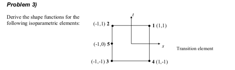 Problem 3) Derive the shape functions for the | Chegg.com