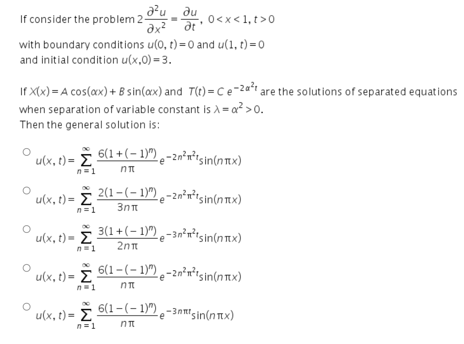 Solved If the heat equation uxx=ut,0 | Chegg.com