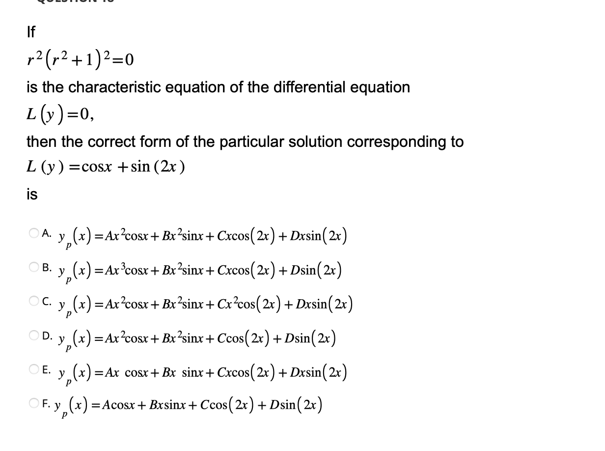 Solved If r2(r2+1)2=0 is the characteristic equation of the | Chegg.com