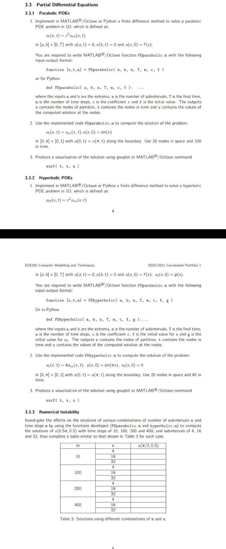Solved 3 Assignment Tasks 3.1 Ordinary Differential | Chegg.com