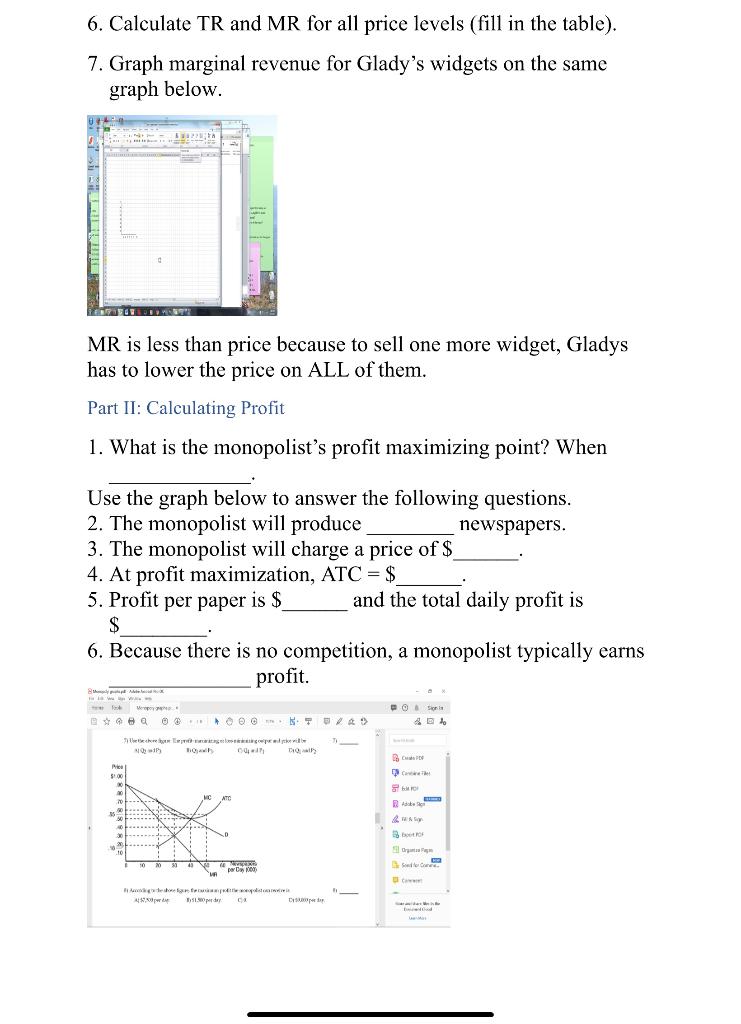 Solved 6. Calculate TR and MR for all price levels (fill in | Chegg.com