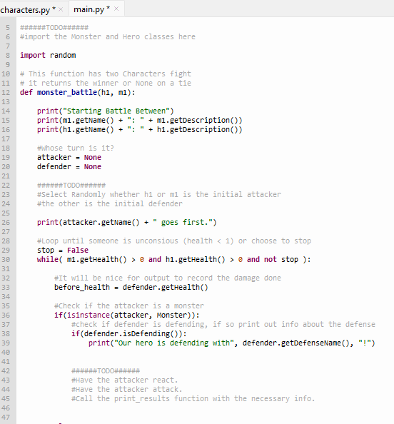 Solved Monster Battle In this lab we will create a battle | Chegg.com