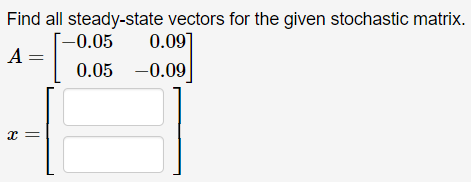 Solved Find all steady-state vectors for the given | Chegg.com