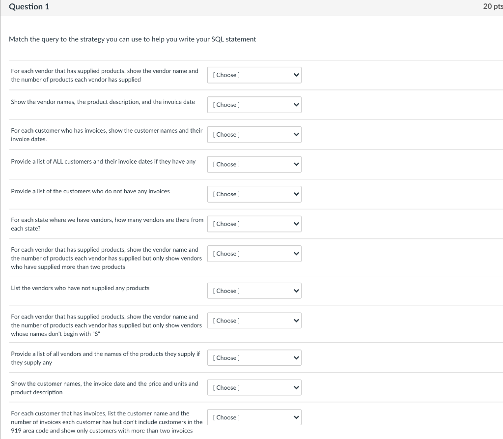 Solved Need help matching the possible answers in second | Chegg.com
