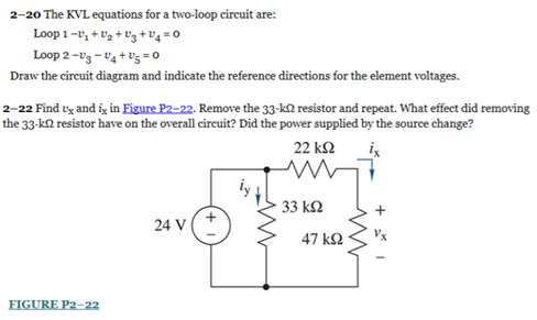 Solved 2-20 The KVL equations for a two-loop circuit are: | Chegg.com