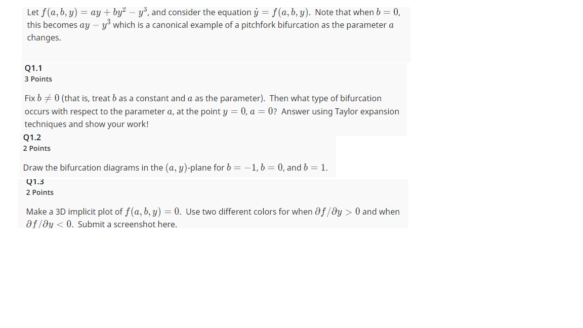 Let f(a,b,y)=ay+by2−y3, and consider the equation | Chegg.com
