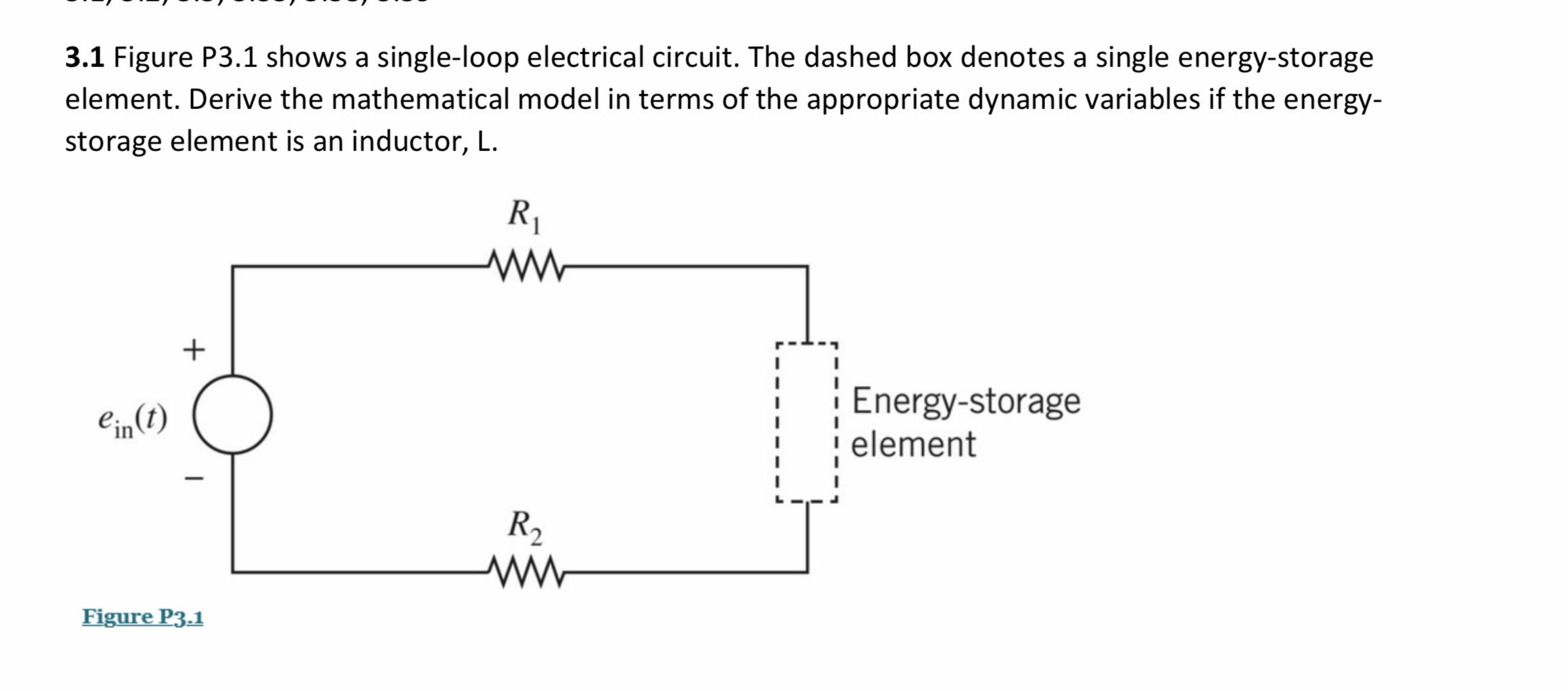 Solved 3.1 Figure P3.1 shows a single-loop electrical | Chegg.com