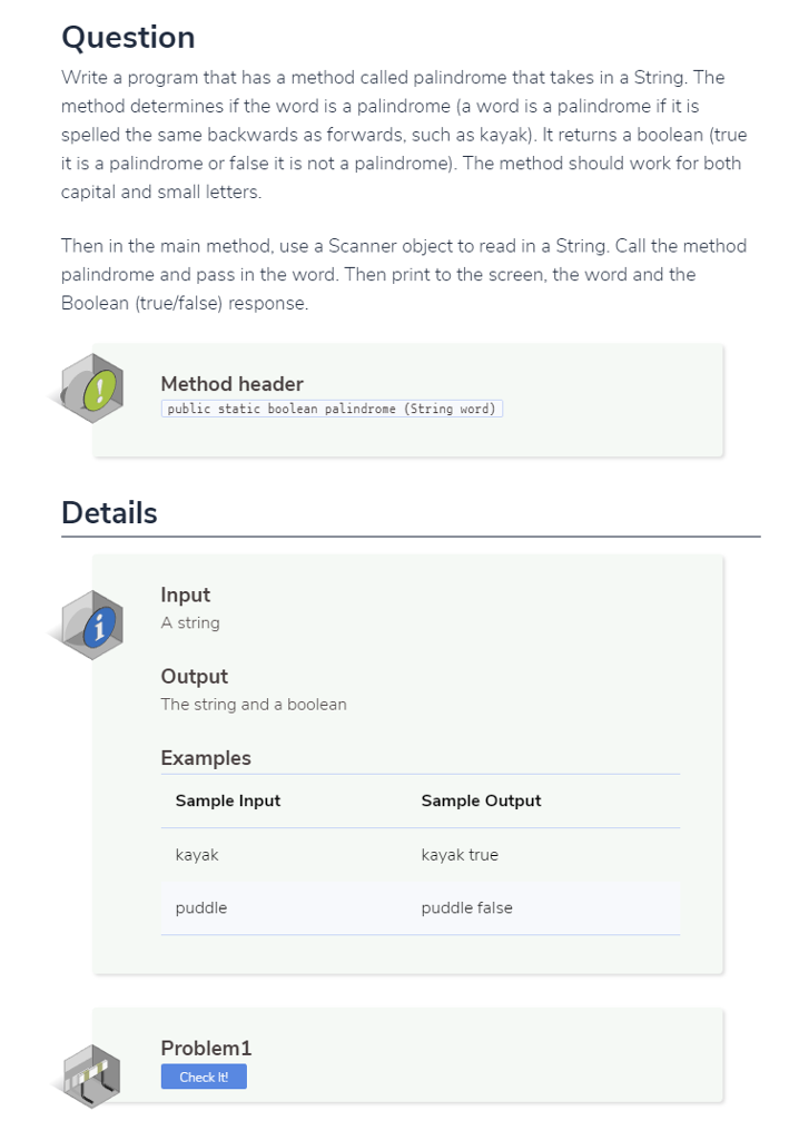 Solved Question Write a program that has a method called | Chegg.com