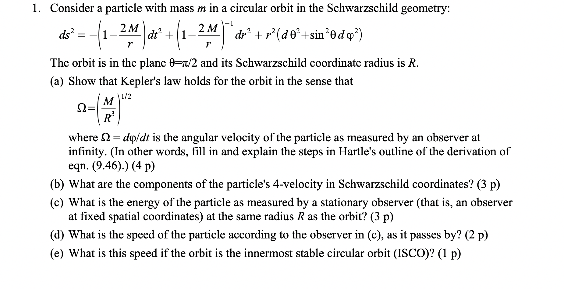 1. Consider a particle with mass m in a circular | Chegg.com