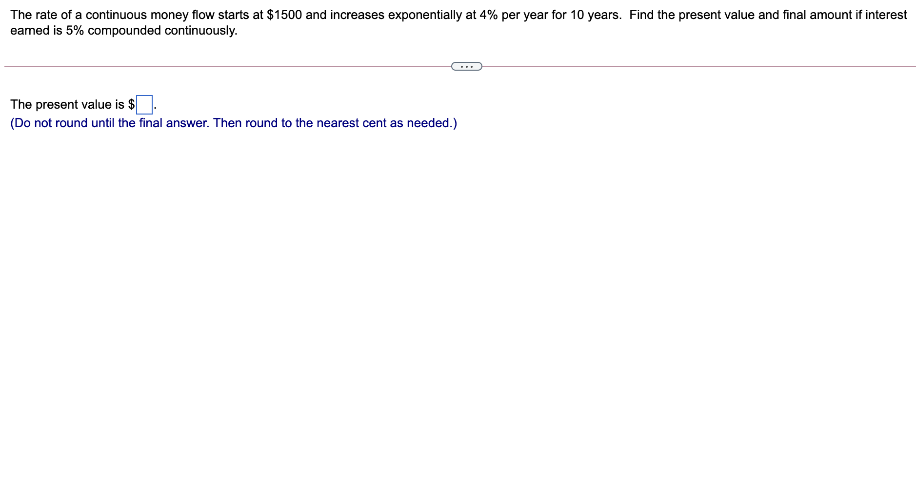 Solved The rate of a continuous money flow starts at $1500 | Chegg.com