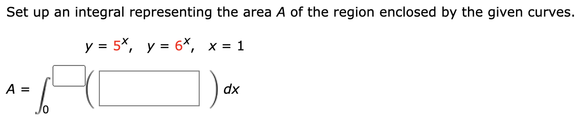 Solved Set up an integral representing the area A ﻿of the | Chegg.com