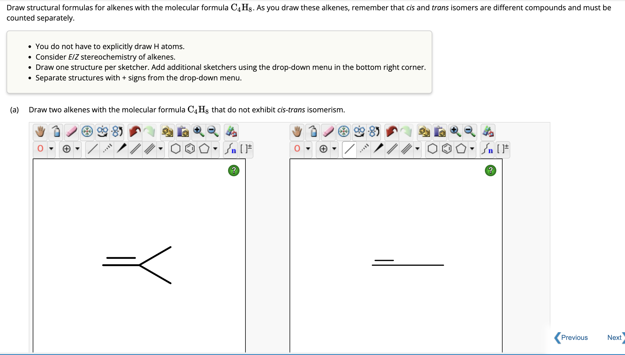 Solved Draw structural formulas for alkenes with the | Chegg.com