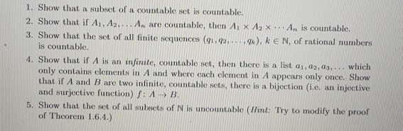 Solved 1. Show that a subset of a countable set is | Chegg.com