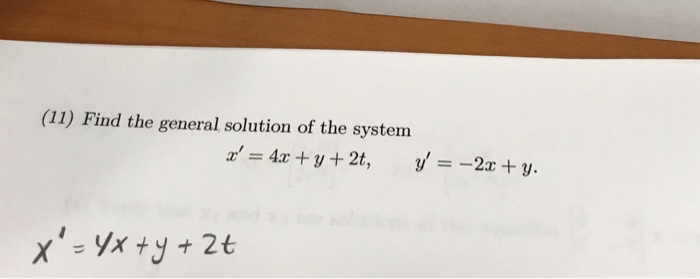 Solved Find the general solution of the system x' = 4x + y + | Chegg.com
