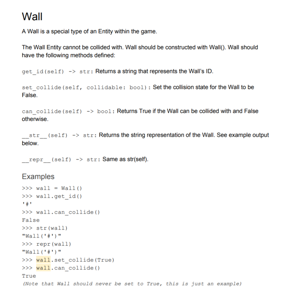 Solved Use Class in the python, How to Class Wall and | Chegg.com