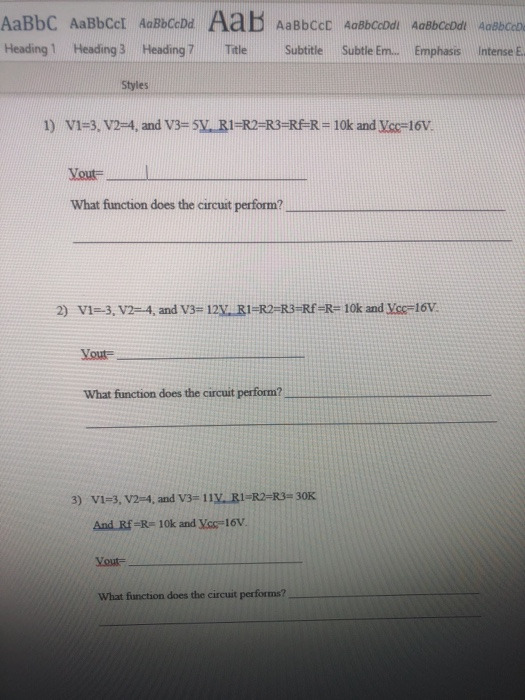 Solved Summing Amplifier (Inverting) and Comparator Amplifie | Chegg.com