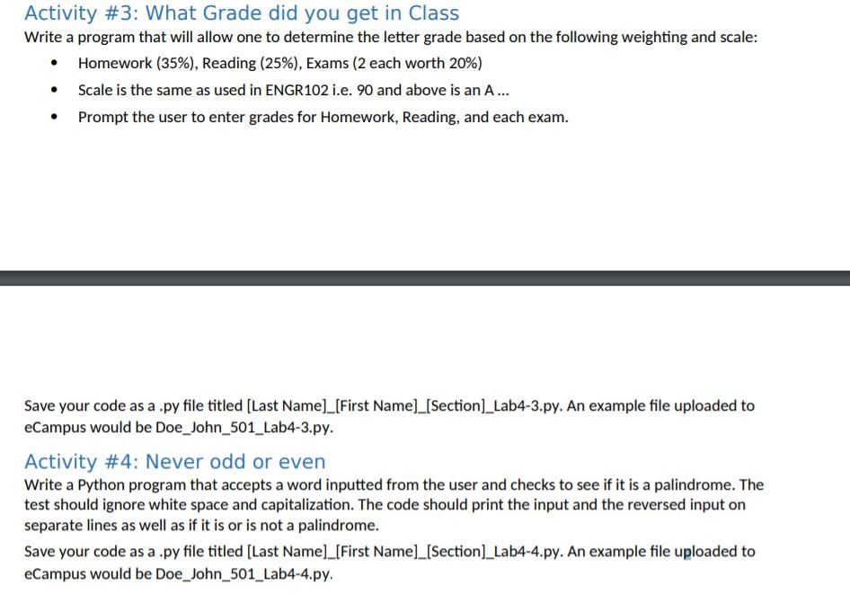 Solved Activity #3: What Grade did you get in Class Write a | Chegg.com