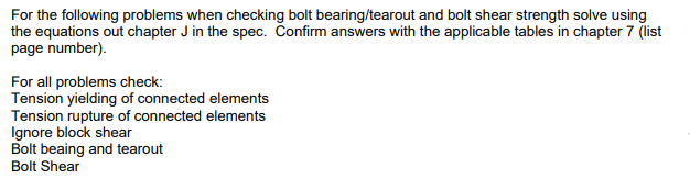 Solved For the following problems when checking bolt | Chegg.com