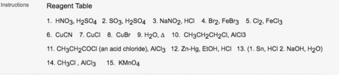 Solved Give the numbers the reagent table for the sequence | Chegg.com