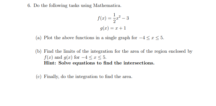 Solved 6. Do the following tasks using Mathematica. 1 f(x) = | Chegg.com