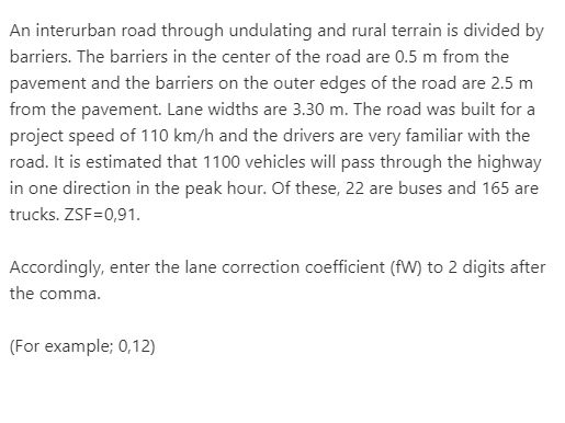 Solved An interurban road through undulating and rural | Chegg.com