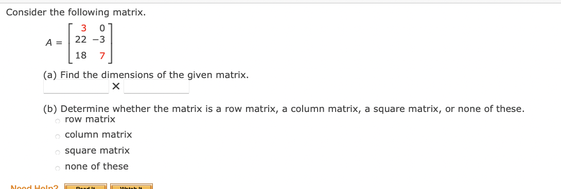 Solved Consider the following matrix. \\[ | Chegg.com